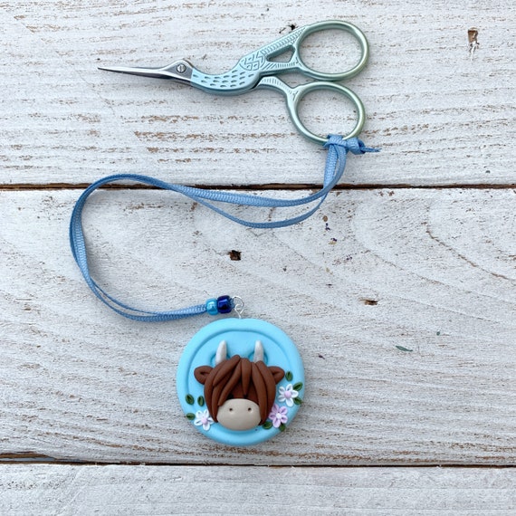 Pale Blue Highland Cow Scissor Fob Scissor Keeper Crochet | Etsy