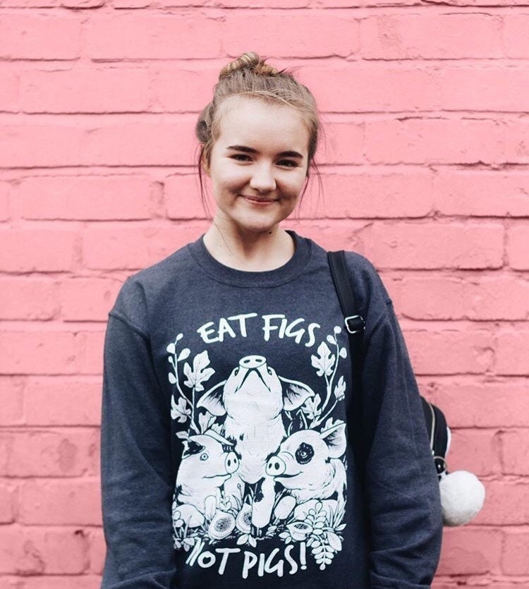 Eat Figs Not Pigs Sweater Vegan Sweater Animal Rights | Etsy