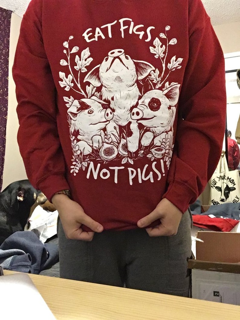 Eat Figs Not Pigs Sweater Vegan Sweater Animal Rights | Etsy