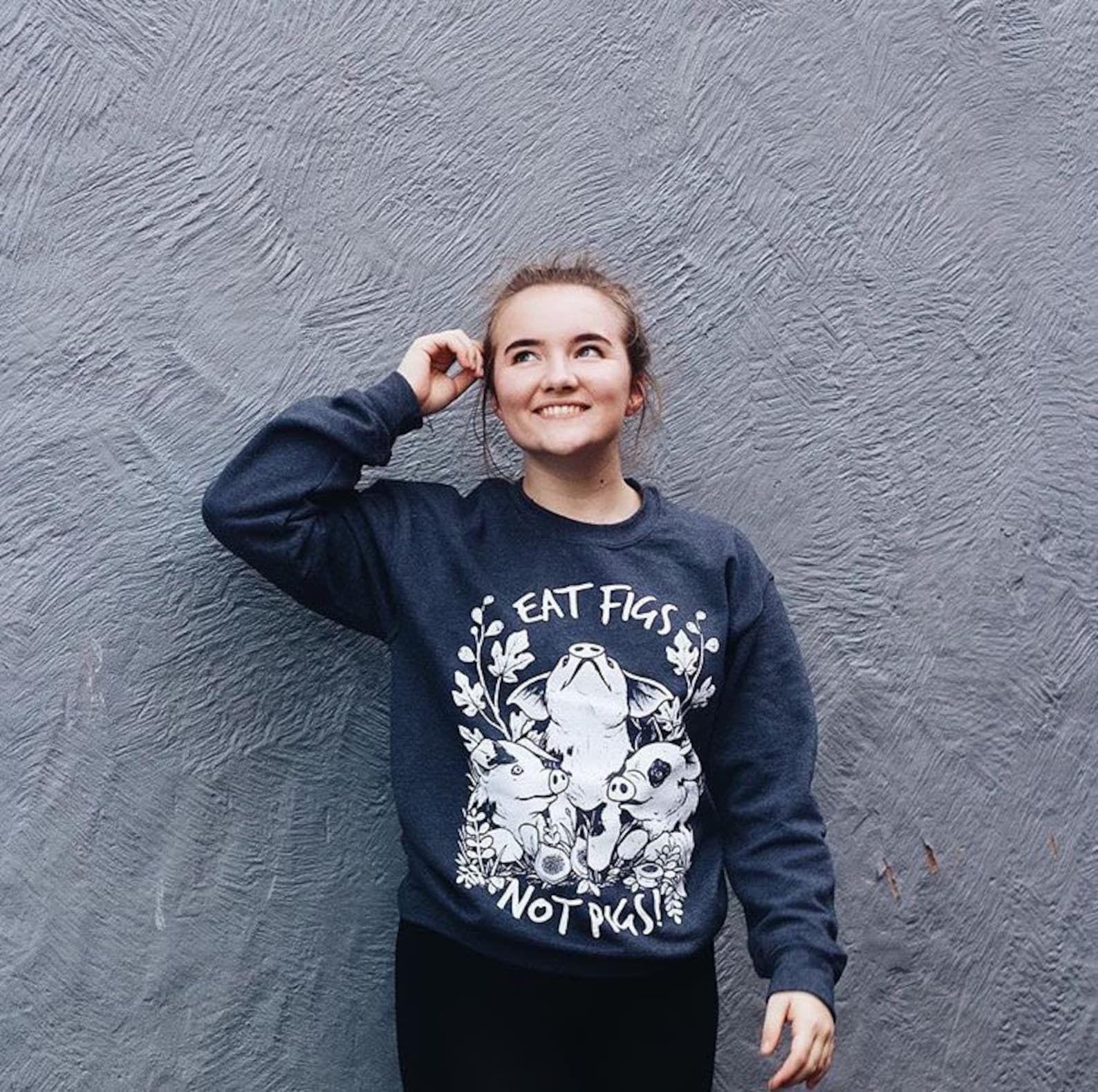 Eat Figs Not Pigs Sweater Vegan Sweater Animal Rights | Etsy