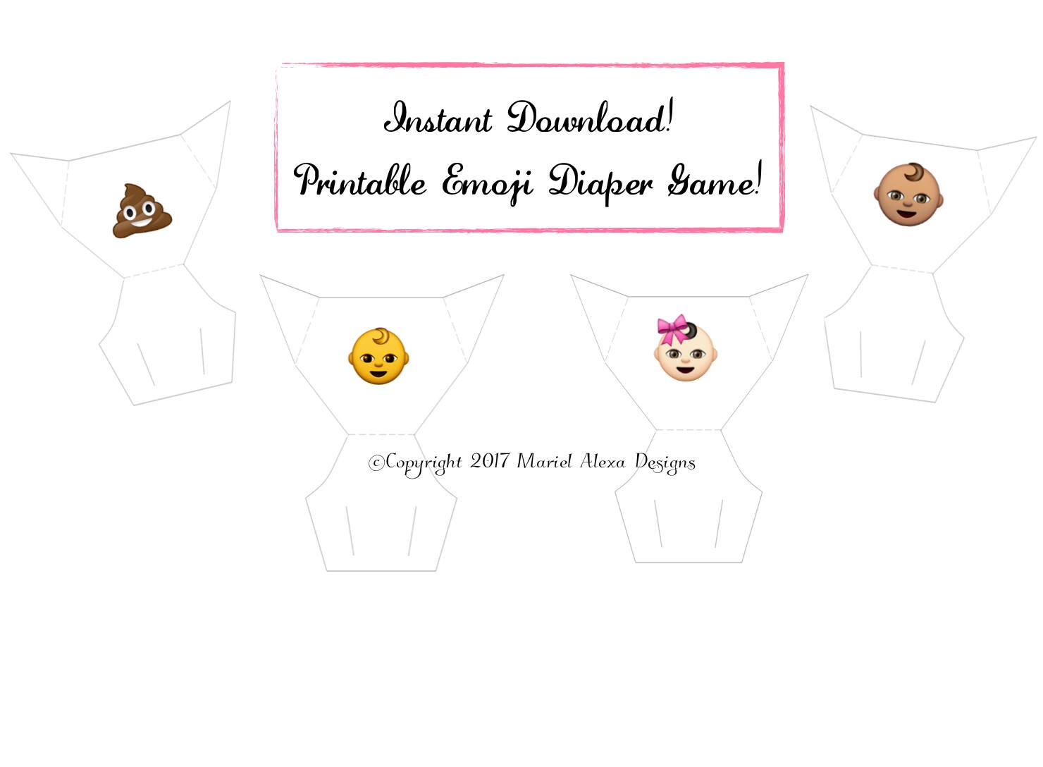 Emoji Diaper Game Instant Printable Download PDF Fun - Etsy