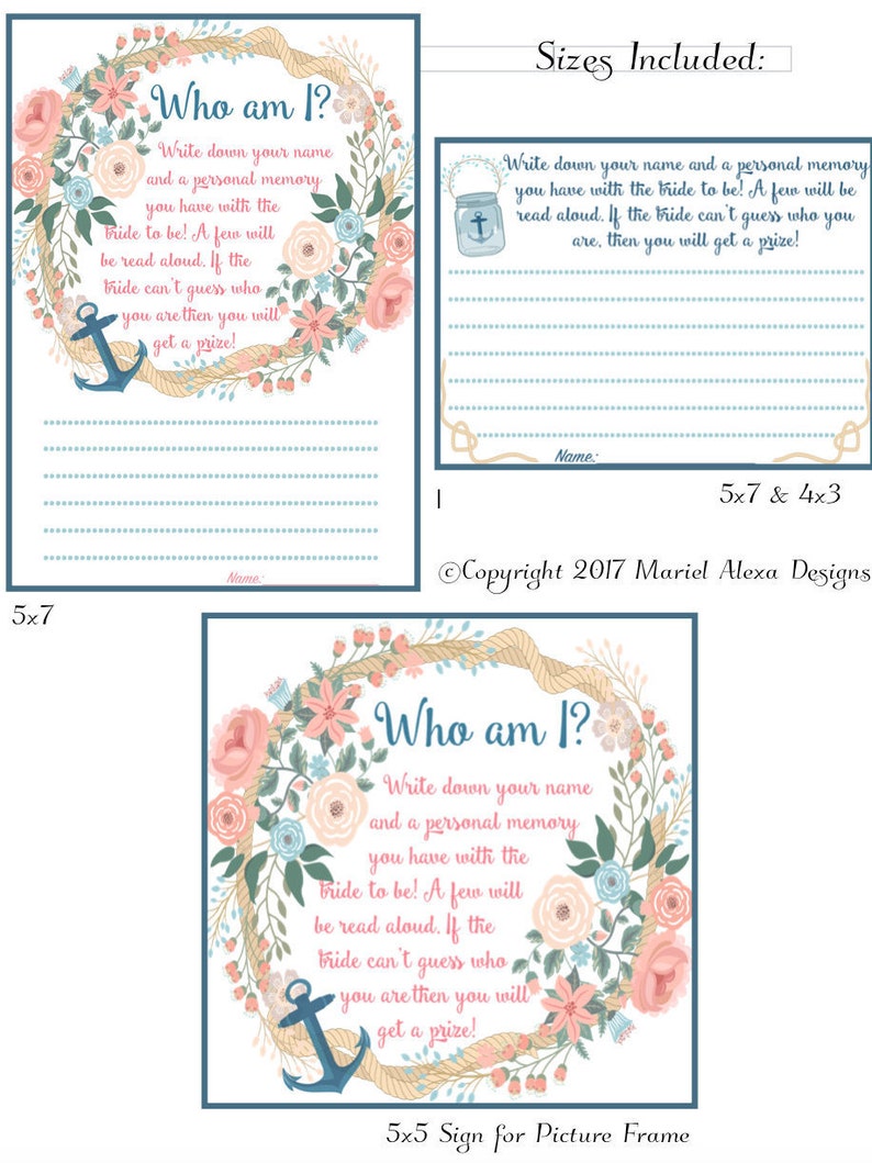 Bridal Shower Game Who Am I Memory Game Fun Unique Games - Etsy