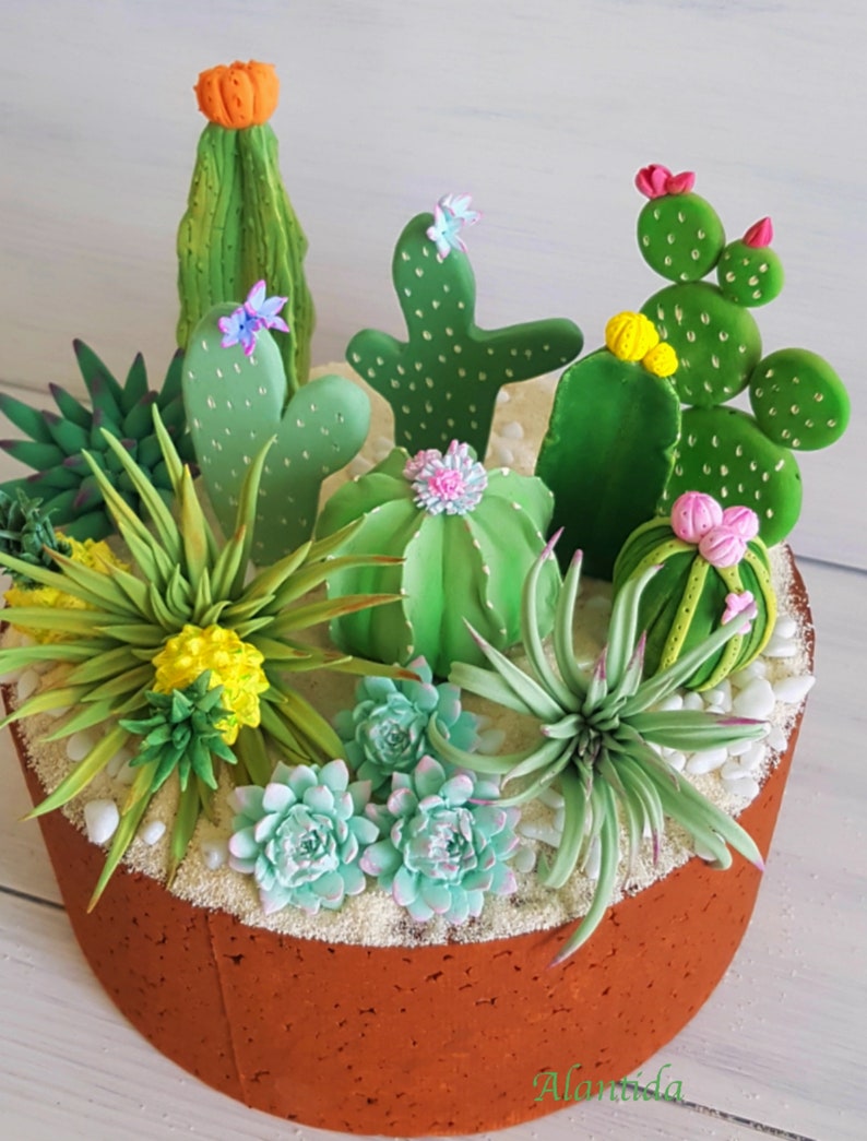 Cactus Cake Topper Succulent Cake Topper Cake Toppers Flower - Etsy