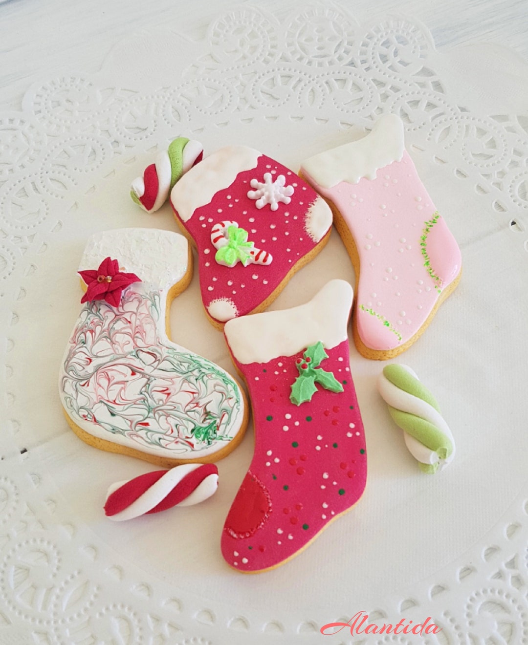 Fake Christmas Santa Sock Cookie Faux Christmas Cookies Iced Christmas ...
