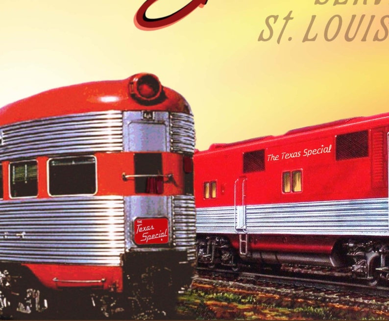 Waco Texas Special Retro Train Poster MKT Katy Railroad Frisco Lines ...