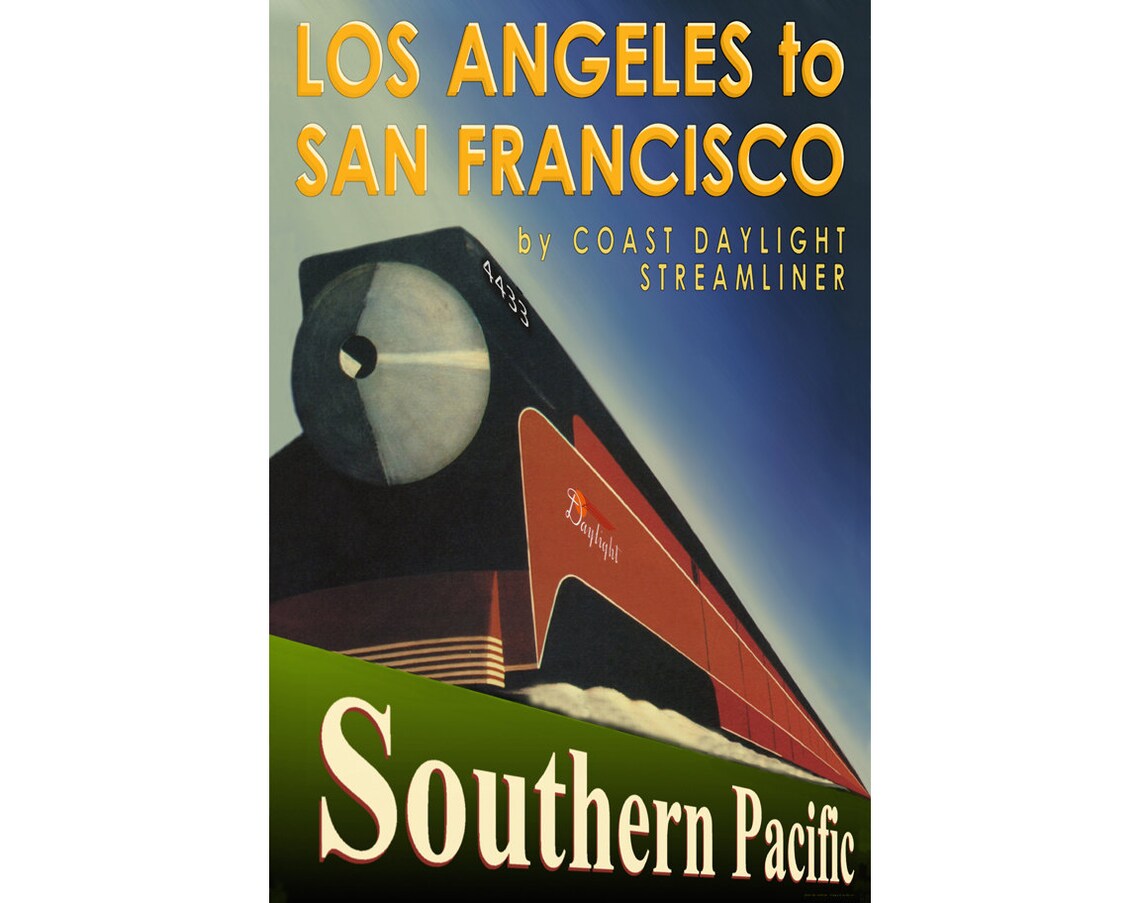 Southern Pacific Railroad COAST DAYLIGHT Train Poster Streamliner ...