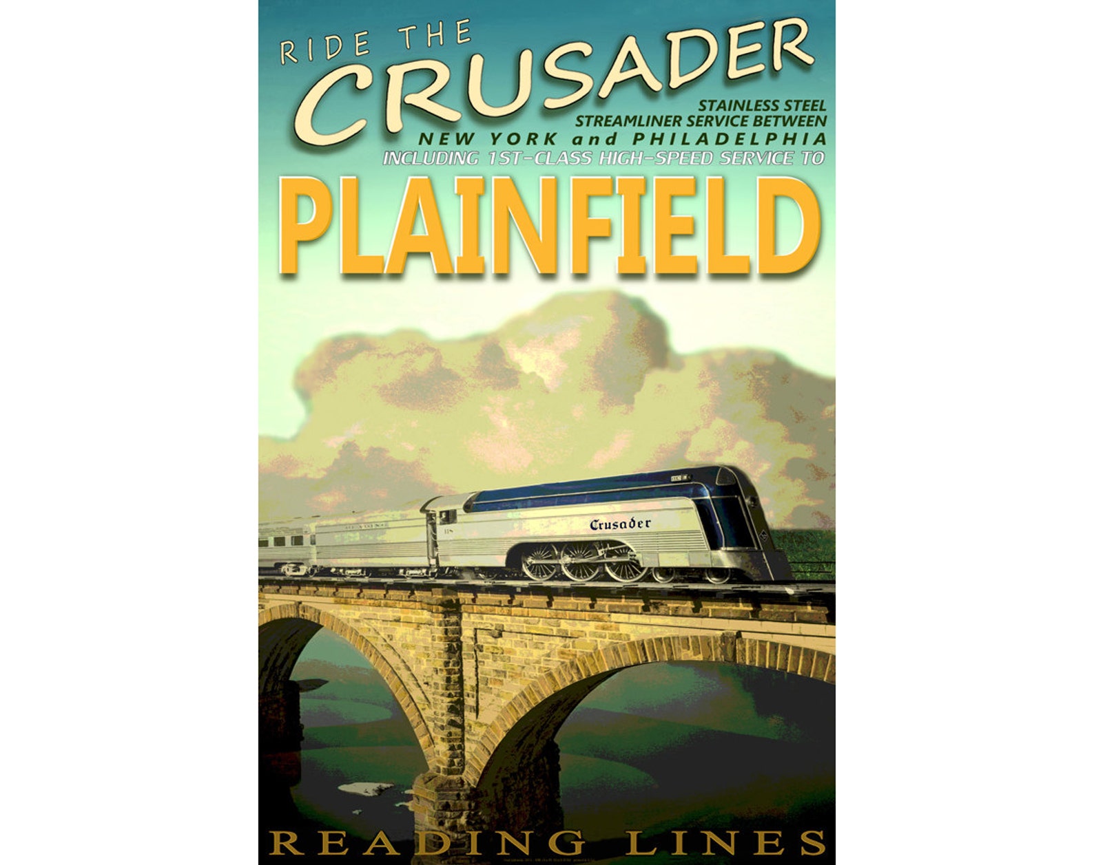 Reading Lines Railroad CRUSADER Train New Original Poster 4 - Etsy
