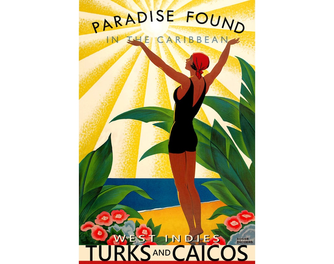 Turks and Caicos West Indies Caribbean Tropical Travel Poster Roger ...