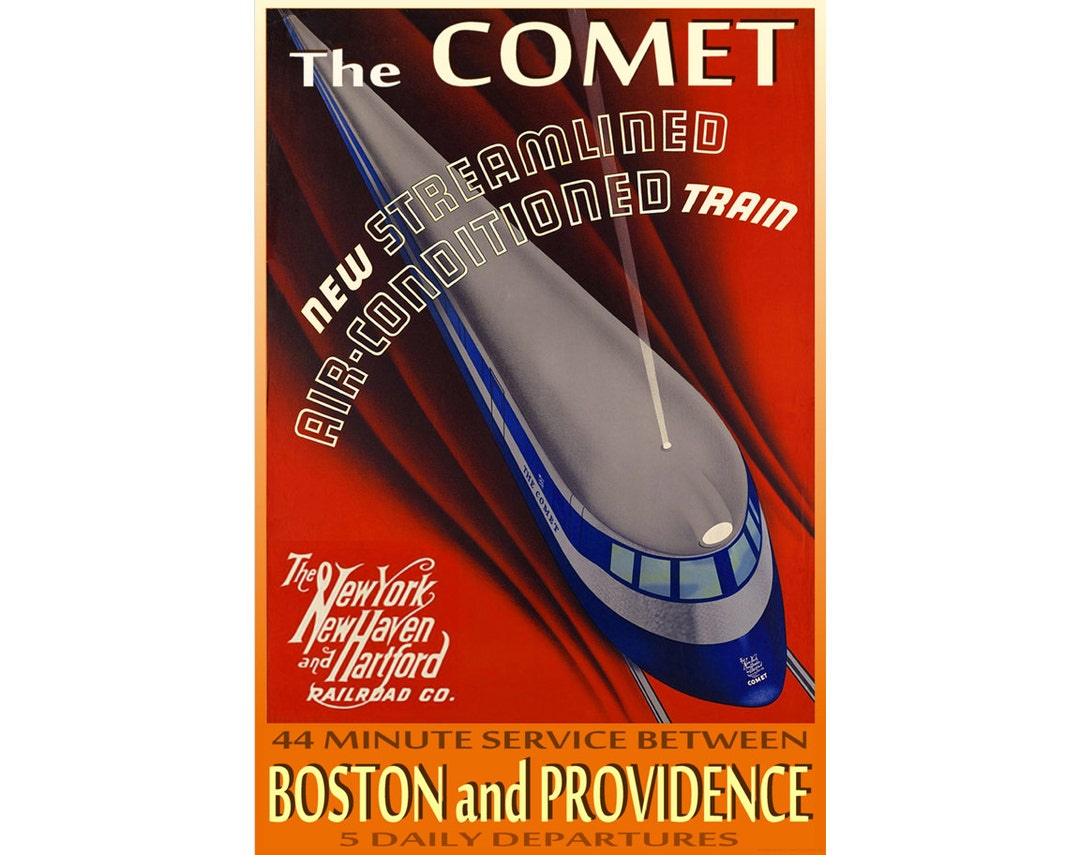 New Haven Railroad THE COMET New Retro Train Poster Boston to ...