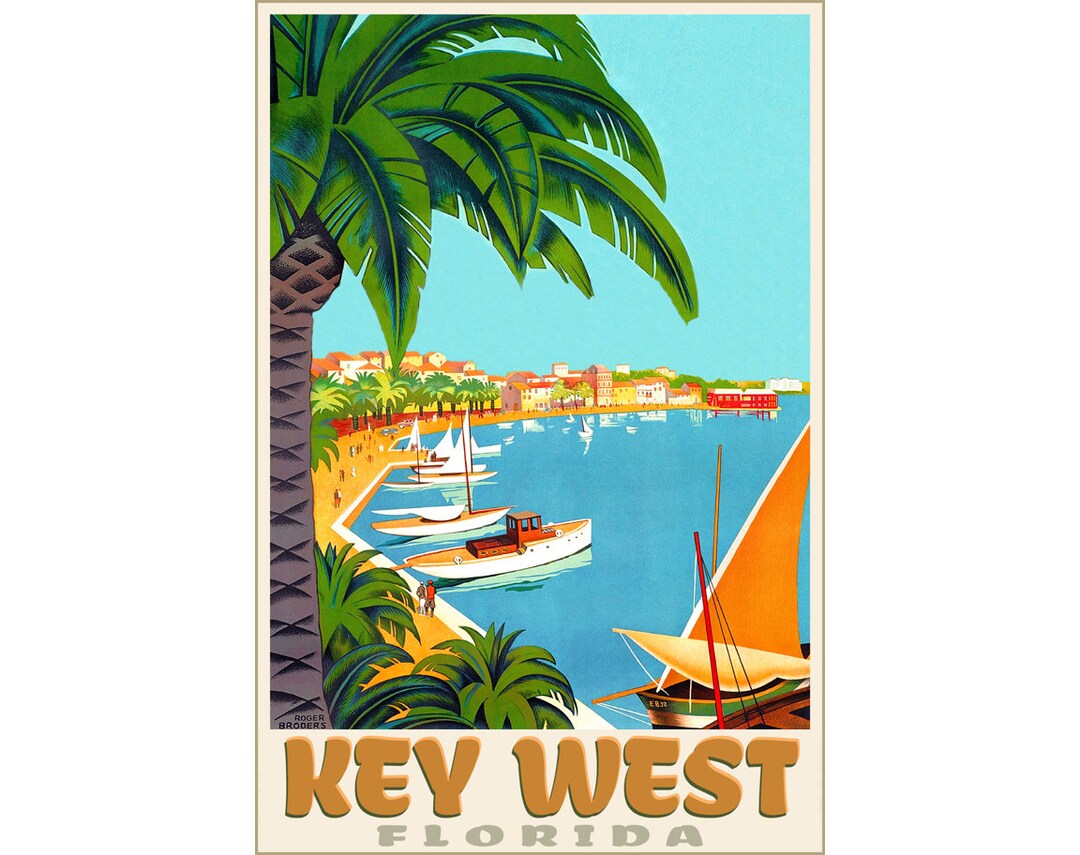 Key West Florida Atlantic Gulf of Mexico Tropical Travel Poster Roger ...