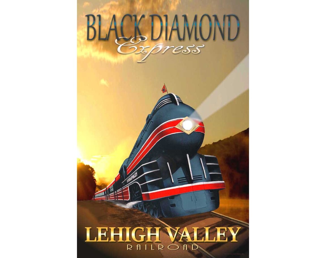 Black Diamond Express Train Travel Poster Original Lehigh Valley ...