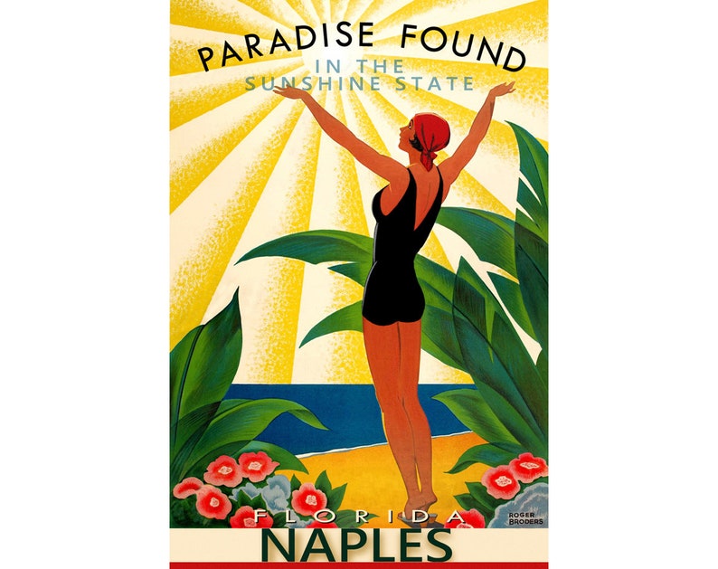 Naples Florida Travel Poster New Collier County Retro Roger - Etsy