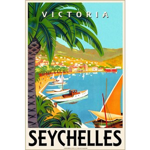 Seychelles Victoria Indian Ocean Travel Poster Roger Broders Repro Art ...