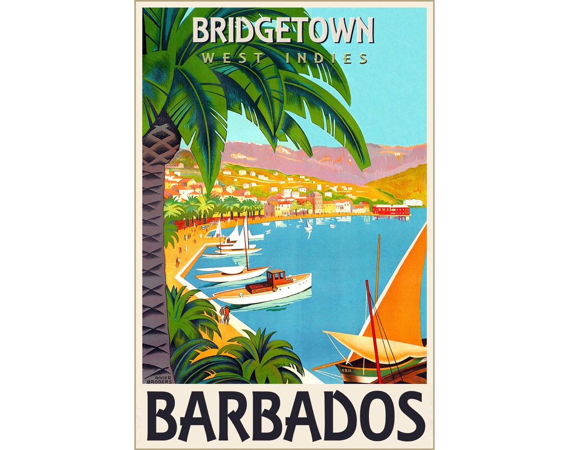 Barbados Bridgetown West Indies Travel Poster Roger Broders | Etsy