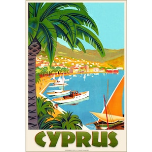 Cyprus Middle East Mediterranean Travel Poster Roger Broders Repro Art ...