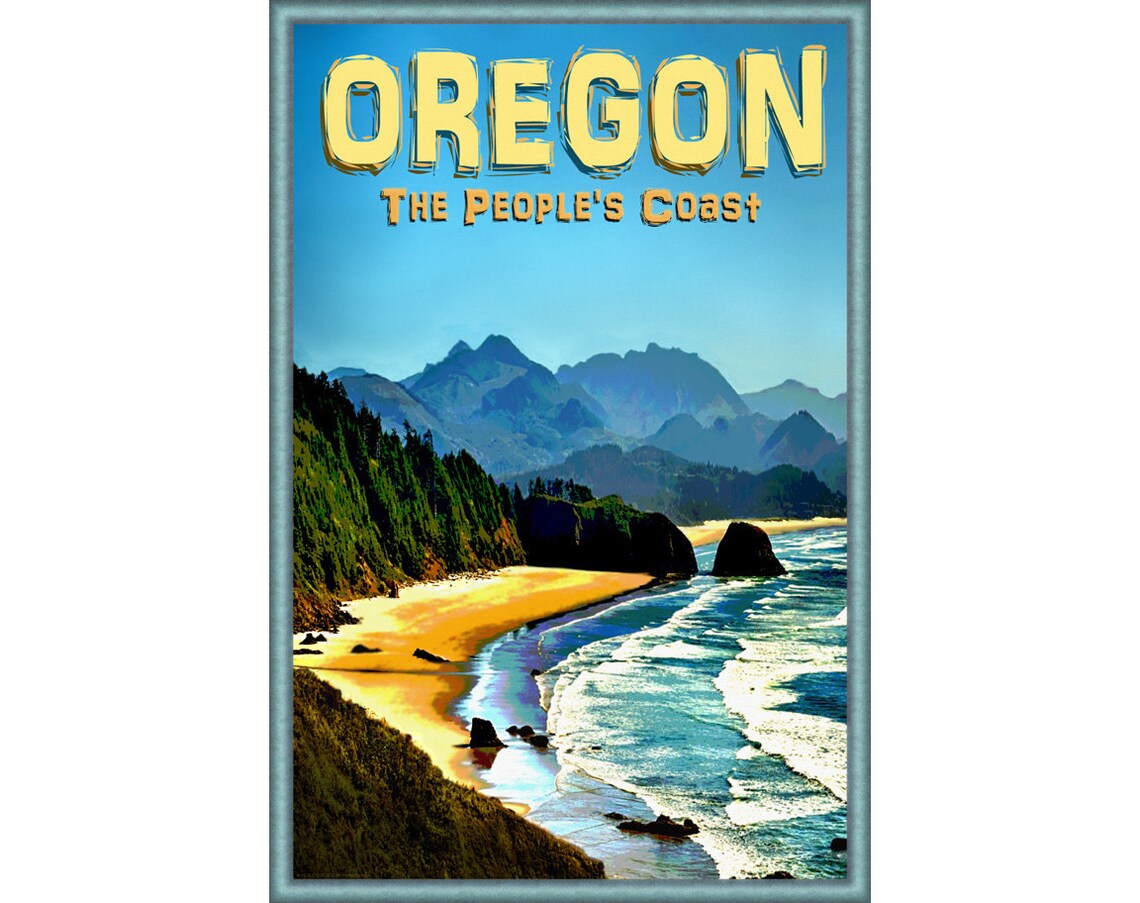 Oregon Coast Poster Cannon Beach Portland Ocean Sea Shore Pacific ...