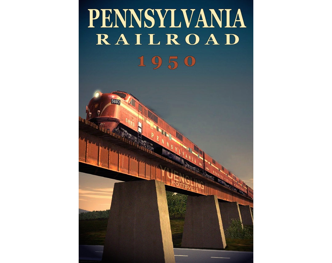 PENNSYLVANIA RAILROAD Pottsville Poster New Retro EMD Diesel Locomotive ...