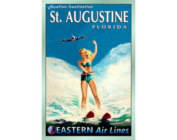 St AUGUSTINE Florida Eastern Air Lines New Travel Poster | Etsy