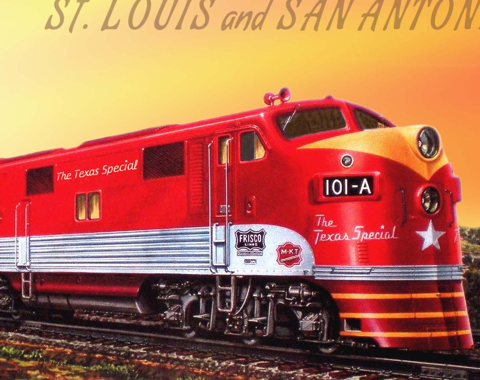 Waco Texas Special Retro Train Poster MKT Katy Railroad Frisco Lines ...