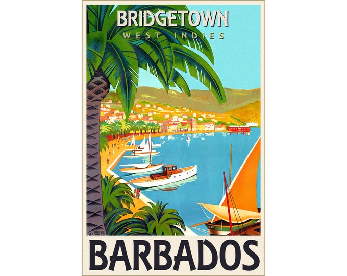 Barbados Bridgetown West Indies Travel Poster Roger Broders Repro Art ...