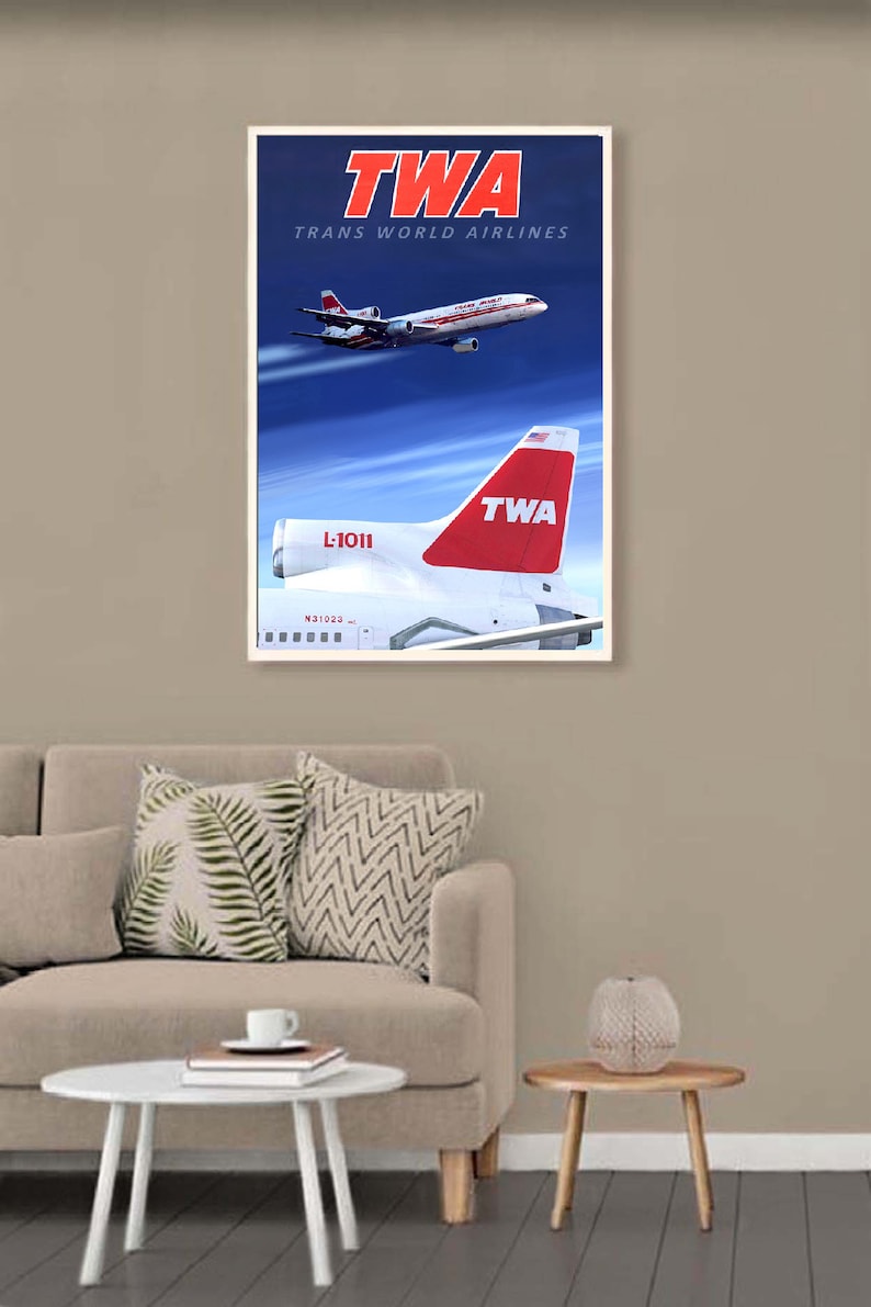TWA Trans World Airlines Travel Poster Lockheed L-1011 Tri | Etsy