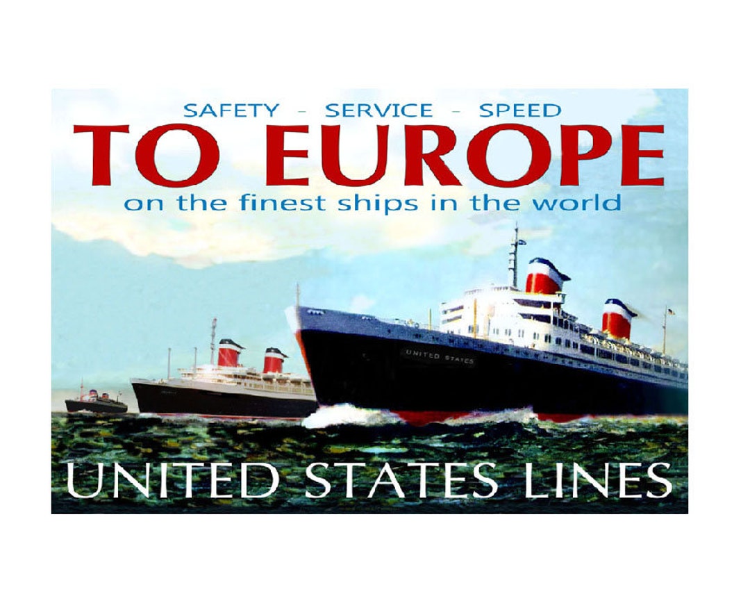 UNITED STATES Lines Finest Ocean Liners New Poster Art Print SS United ...