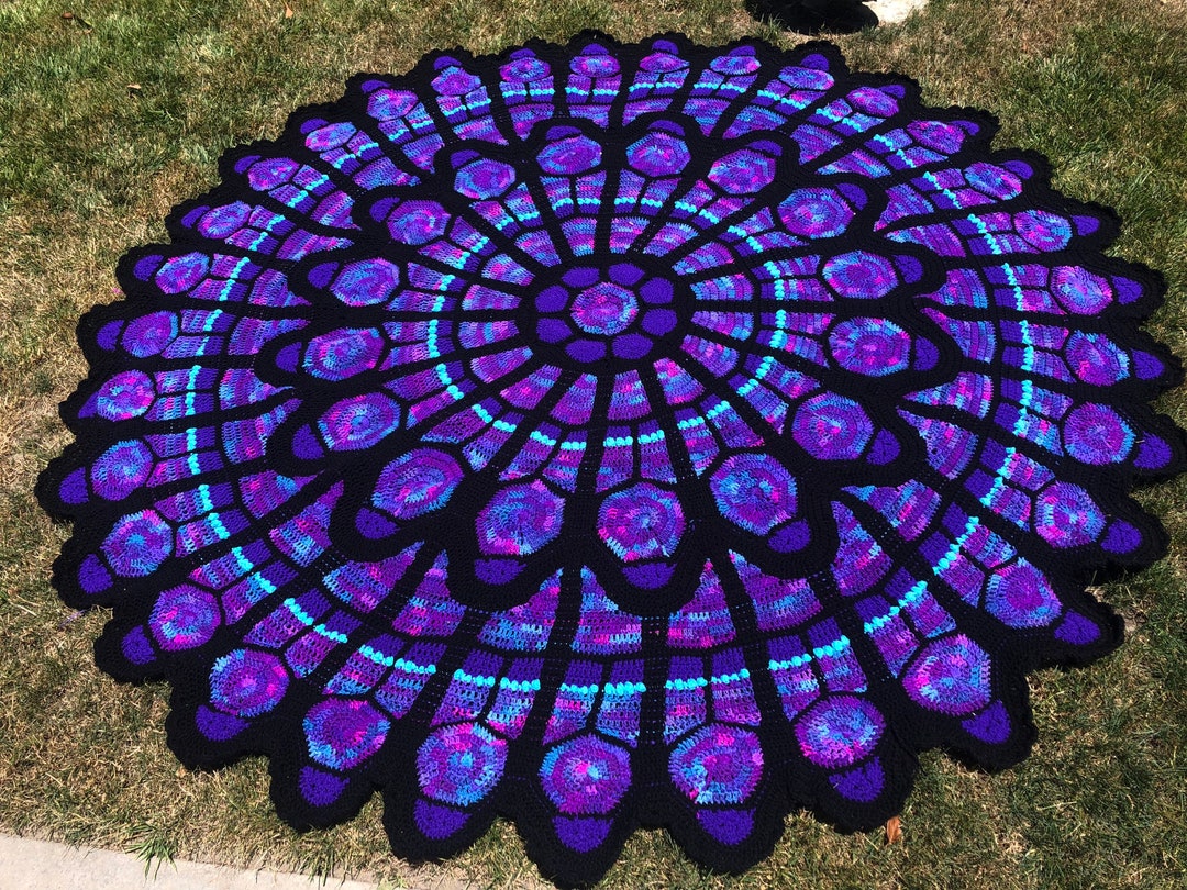 Cathedral Rose Window Stained Glass Crochet Afghan - Etsy