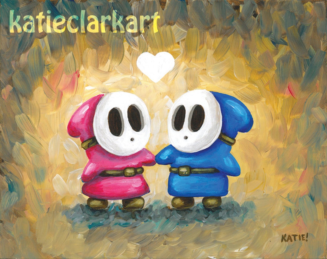 Shy Guys in Love - Shy Guy Painting - Shy Guy Print - Shyguy Art ...