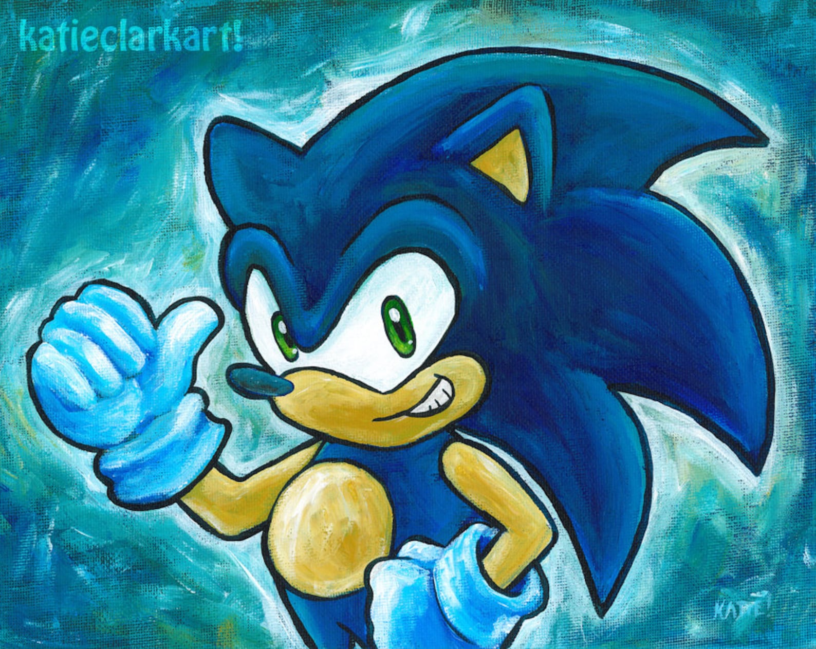Sonic the Hedgehog Art Print of Original Painting Sonic Art | Etsy