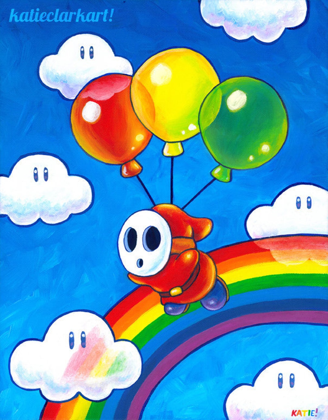 Flight of the Sky Guy - Art Print of Original Acrylic Painting, Rainbow ...