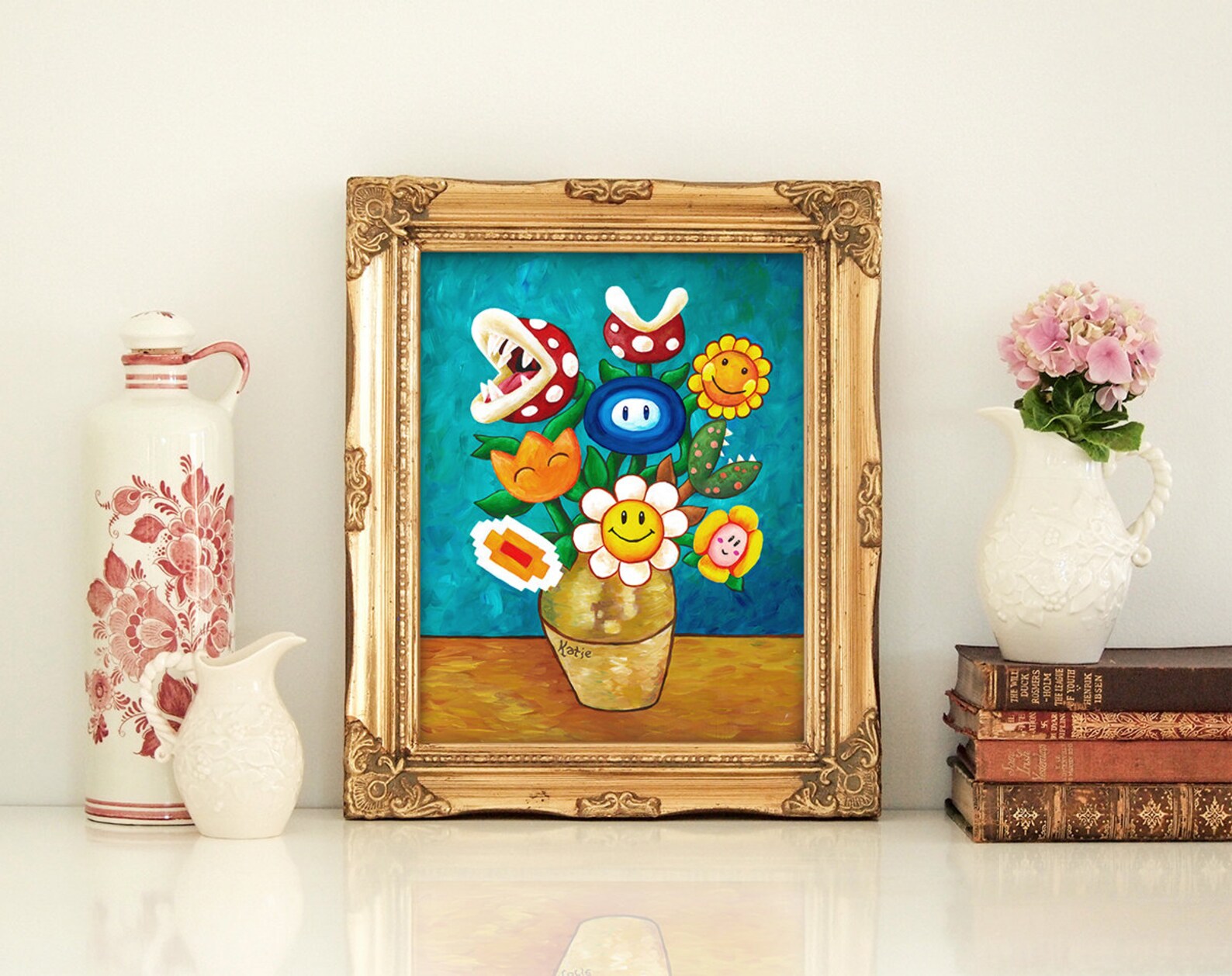 Mario Van Gogh's Flower Vase Art Print Alternative | Etsy