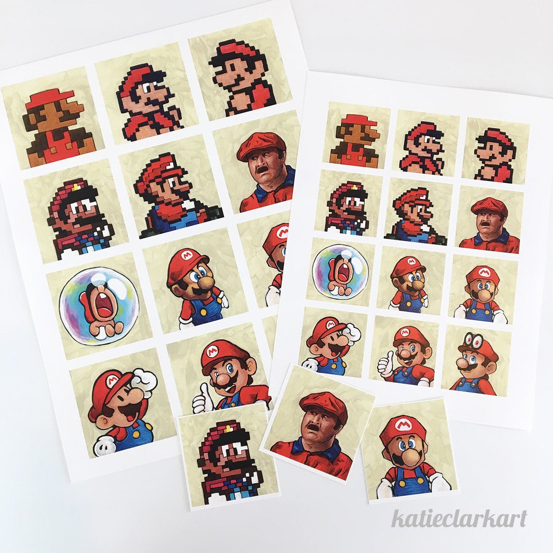 Evolution of Mario - Art Print of Super Mario Painting - Geek Parody ...