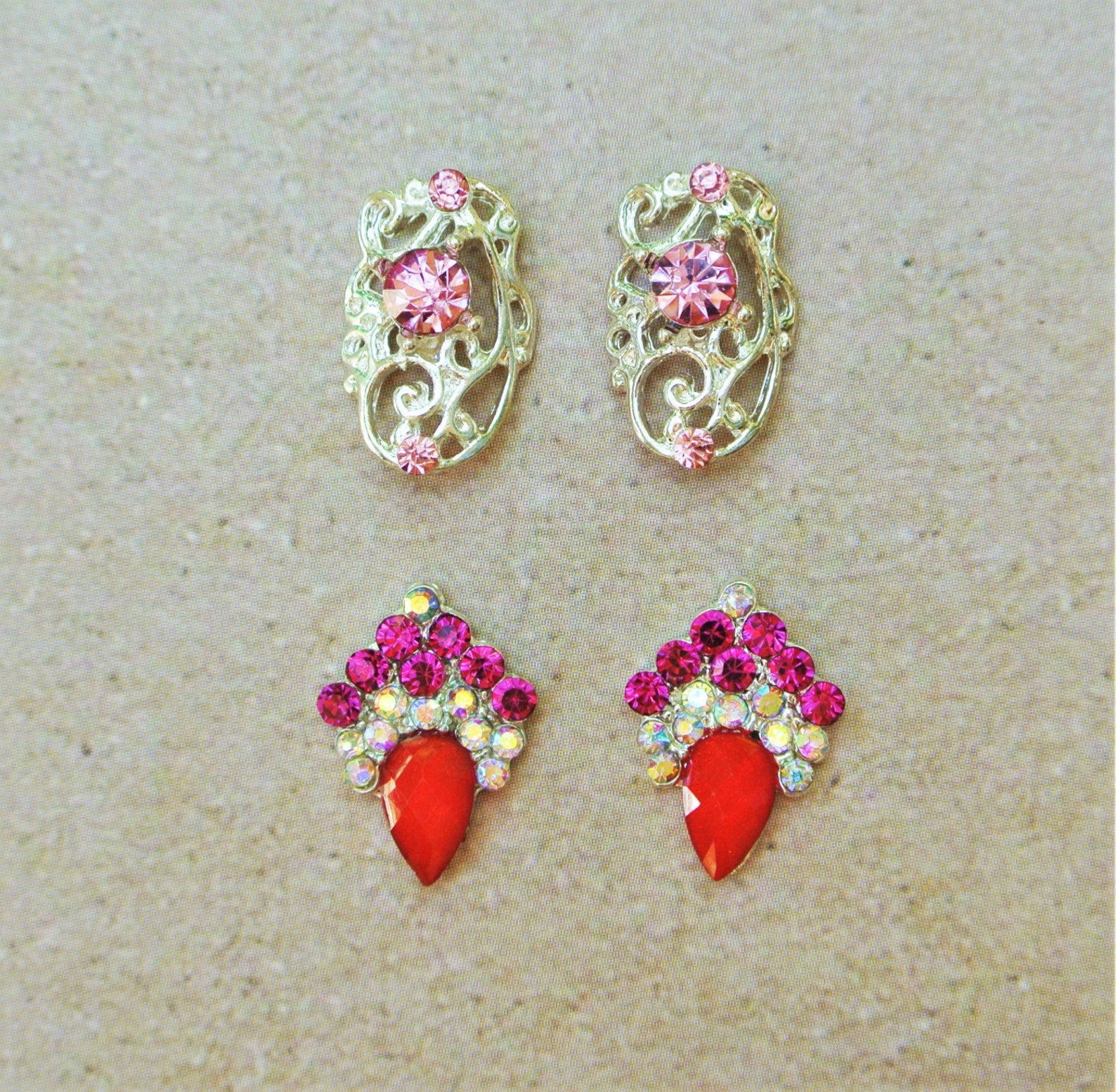 12 Pcs of Nail Elegant Nail Covers, Pink 3d Nail Art, Blue Nail Charms ...