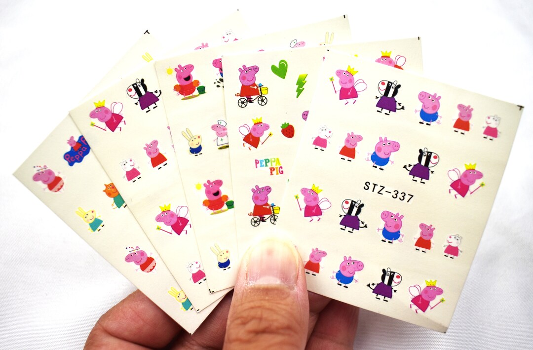 5 Sheets Peppa Pig Nail Decals, Peppa Pig Nail Stickers - Etsy