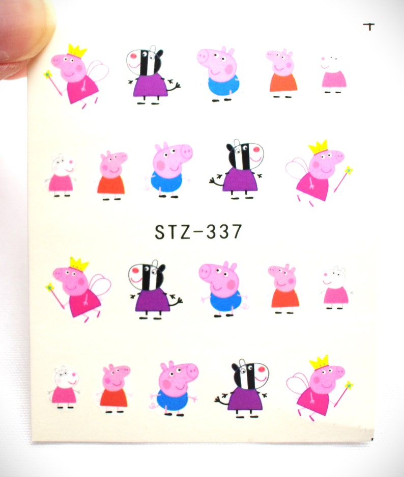 5 Sheets Peppa Pig Nail Decals, Peppa Pig Nail Stickers - Etsy