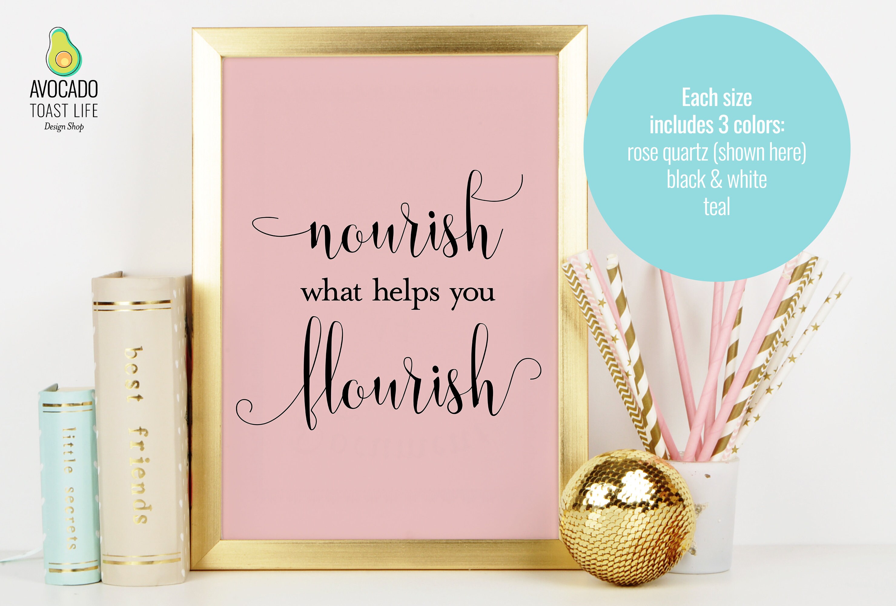 Nourish What Helps You Flourish Printable Wall Art (3 Colors, US Letter ...