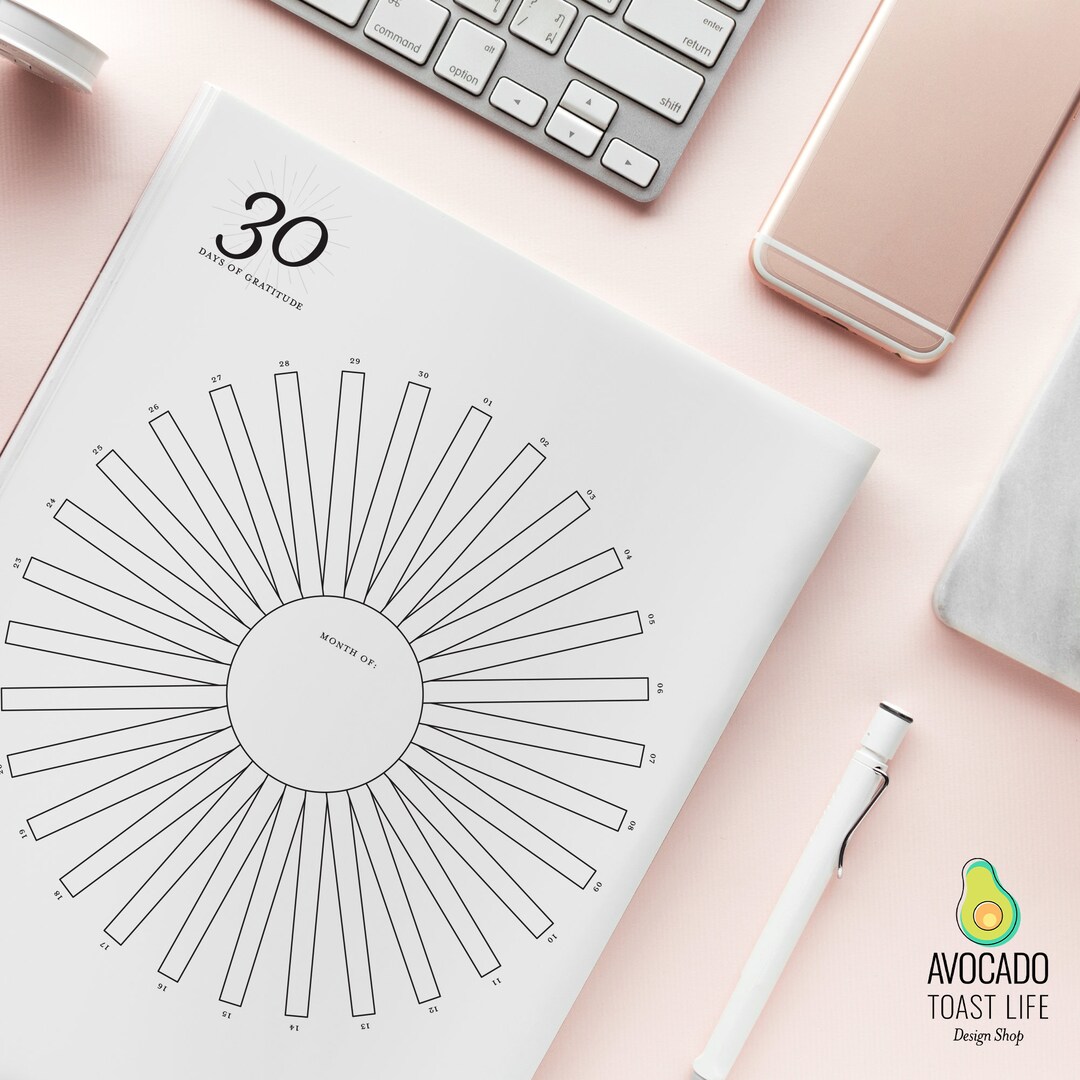 Daily Gratitude Log Sunshine Sun Ray Printable (includes A5 & US Letter ...