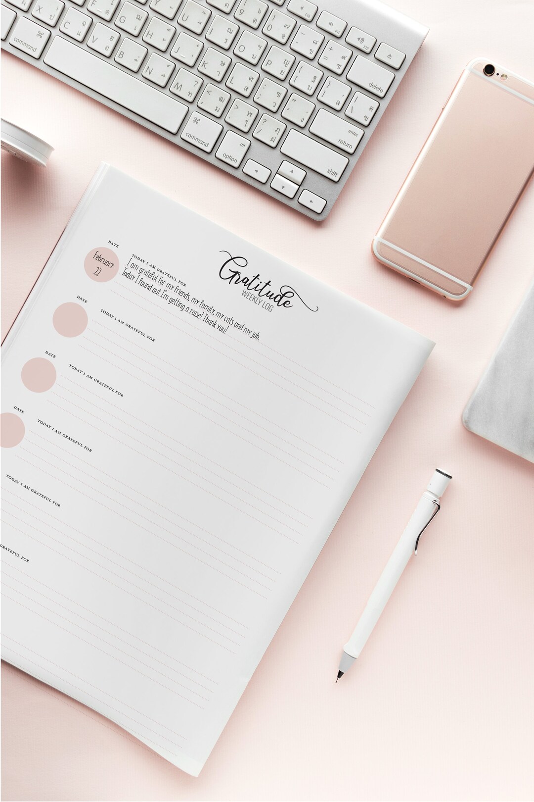 Mindfulness Practice Weekly Gratitude Log Printable includes A4, A5 ...