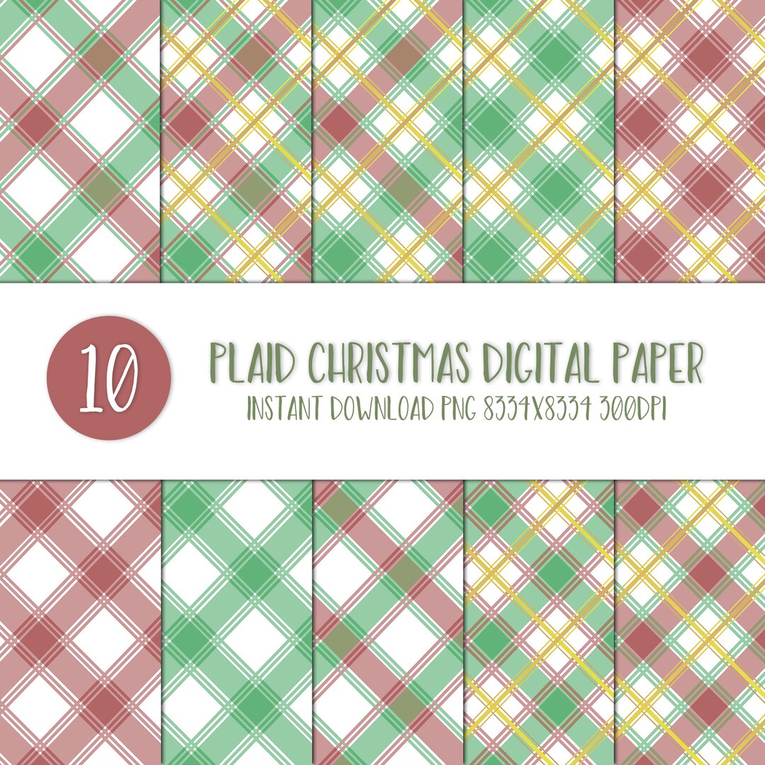 Plaid Christmas Digital Paper - Etsy