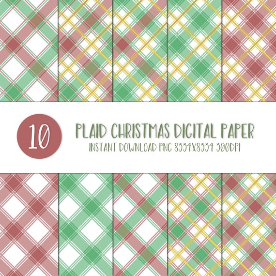 Plaid Christmas Digital Paper - Etsy