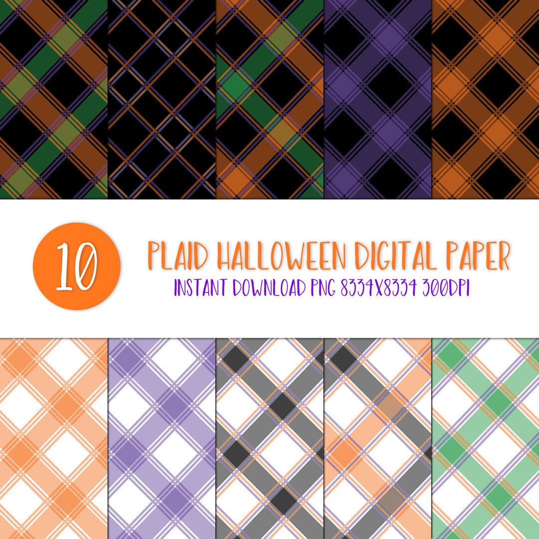 Plaid Halloween Digital Paper - Etsy
