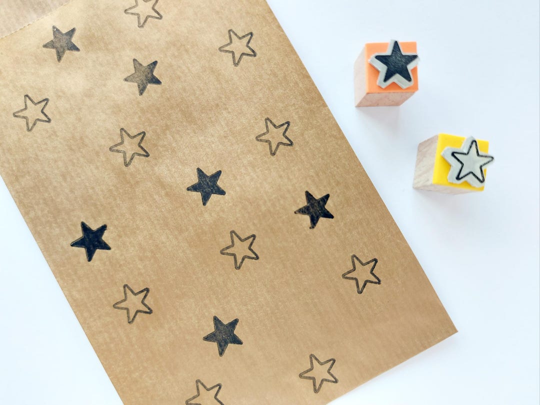Set of 2 Mini Stars Rubber Stamps, Outline Star for Clay, Astrology ...