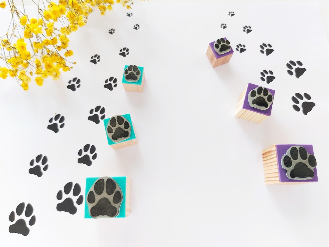 Pet Paw Print Rubber Stamp, Mini Dog Paw Stamp, Tiny Cute Cat, Large ...
