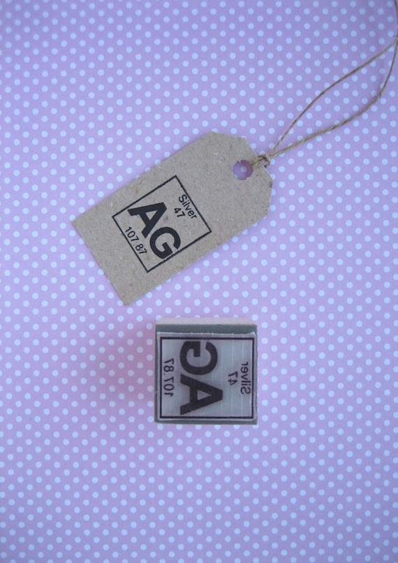 SILVER Rubber Stamp. Periodic table stamp. Jewelry Packaging. | Etsy