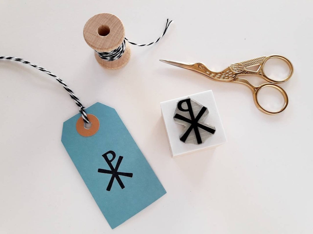 Christogram Rubber Stamp, Chi Rho Stamp, Christian Stationery, Ichthus ...