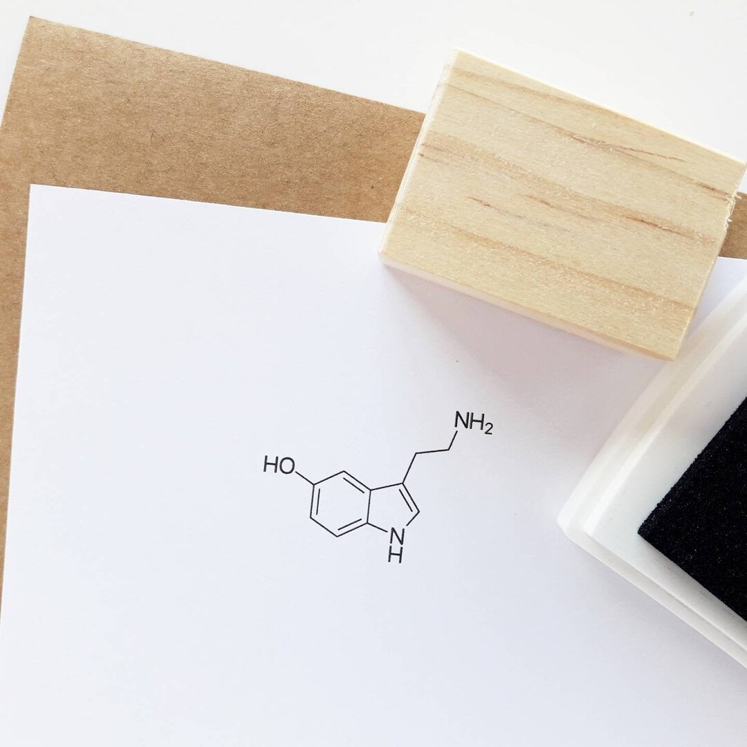 SEROTONIN Rubber Stamp, Molecule Stamp, Happiness Stamp, Chemistry ...