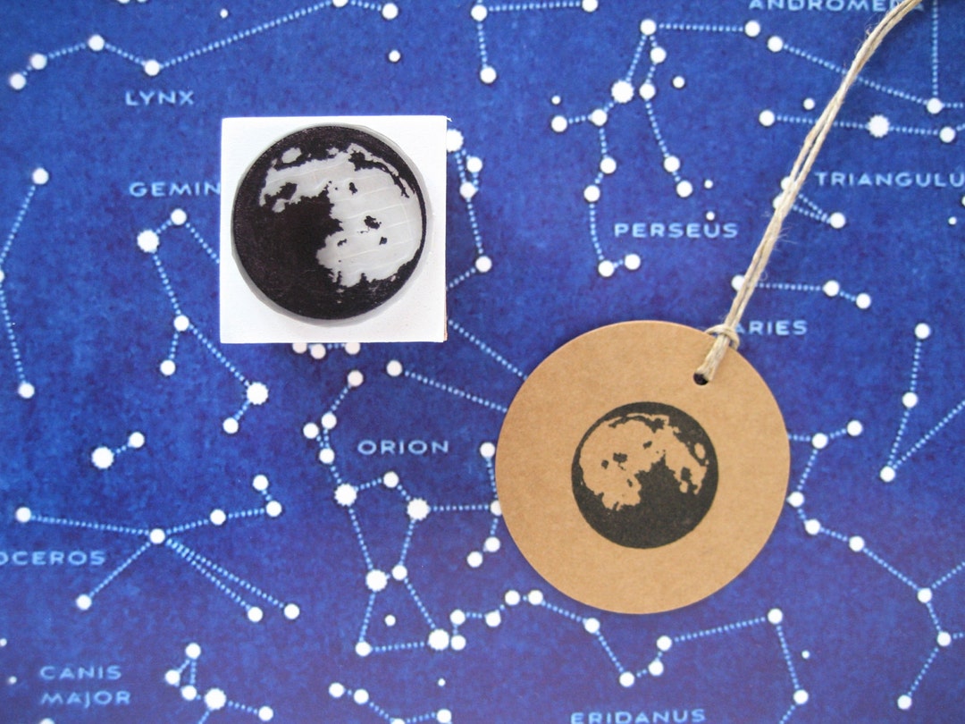 Moon Rubber Stamp, Full Moon Journaling, Moon Lover Gift, Moon Phases ...