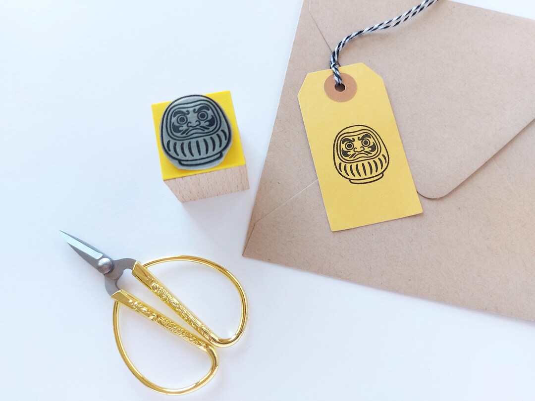 Angry Daruma Rubber Stamp, Good Fortune Doll, Japan Good Luck ...