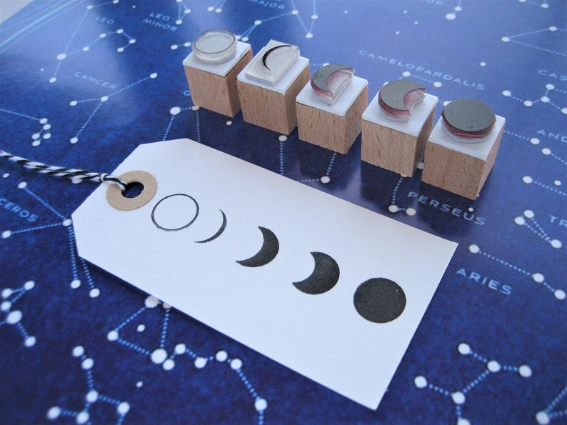 Moon Phases Stamps. Moon Stamps. Phases of the Moon Stamps. - Etsy