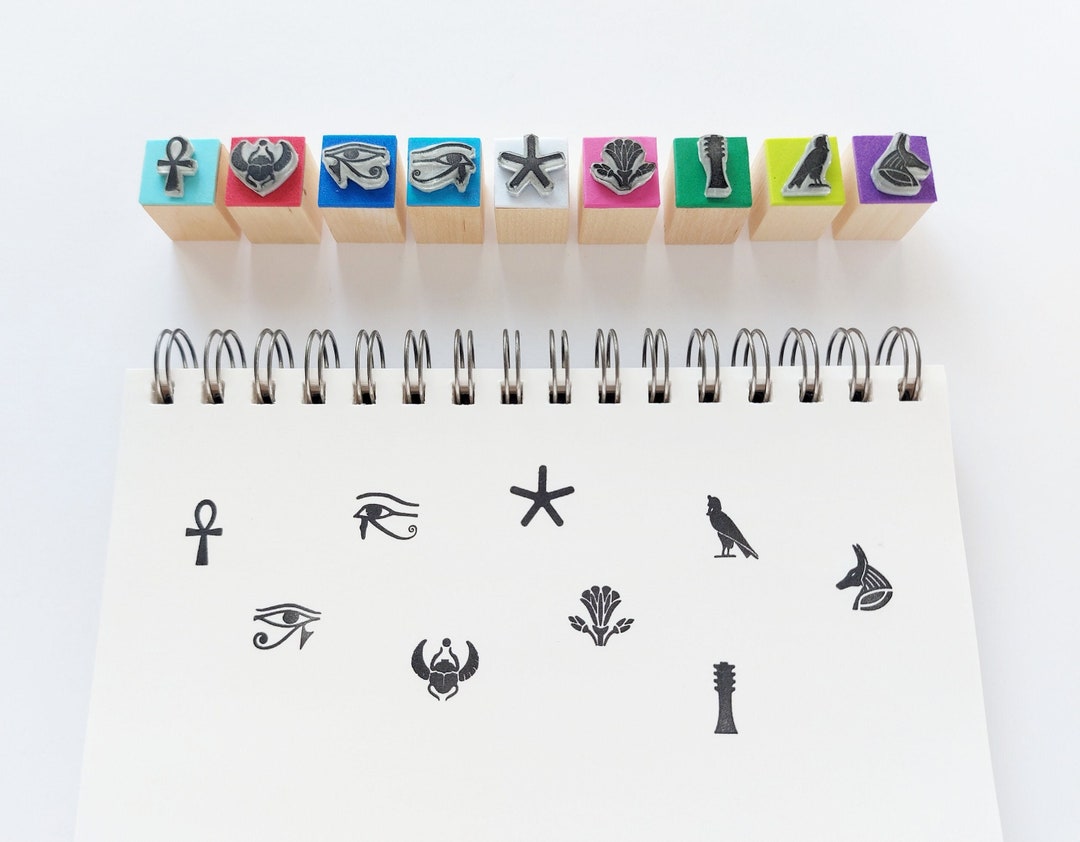 Custom Set of Egyptian Icons Rubber Stamps, Gift for Egypt Travel Lover ...
